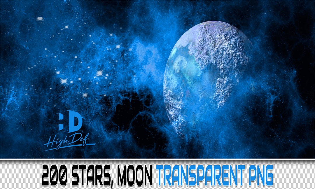 200 STARS, MOON TRANSPARENT Png Photoshop Overlays, Digital Texture ...