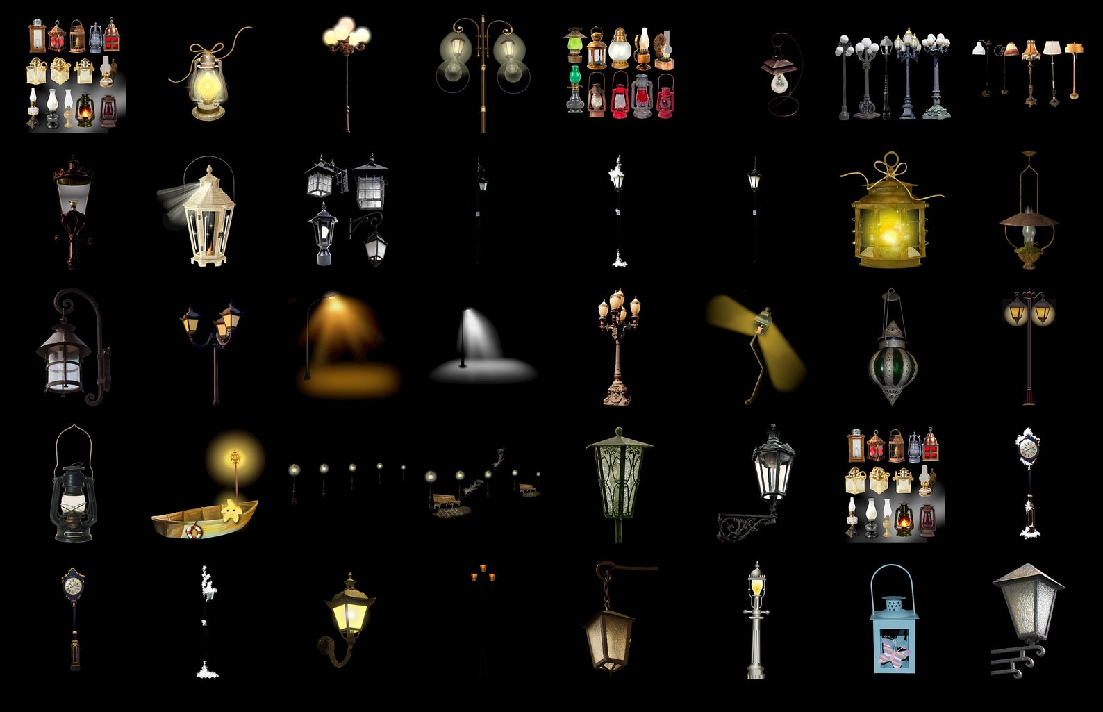 300 LANTERNS LAMPS TRANSPARENT Png Photoshop Overlays Png - Etsy