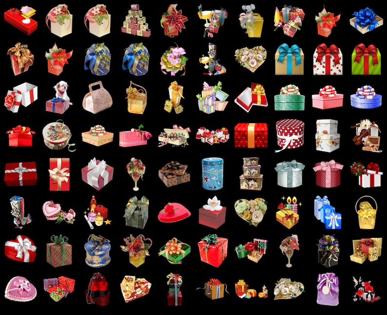 600 Gift Box PNG Overlays: Transparent Photoshop Backgrounds (digital ...