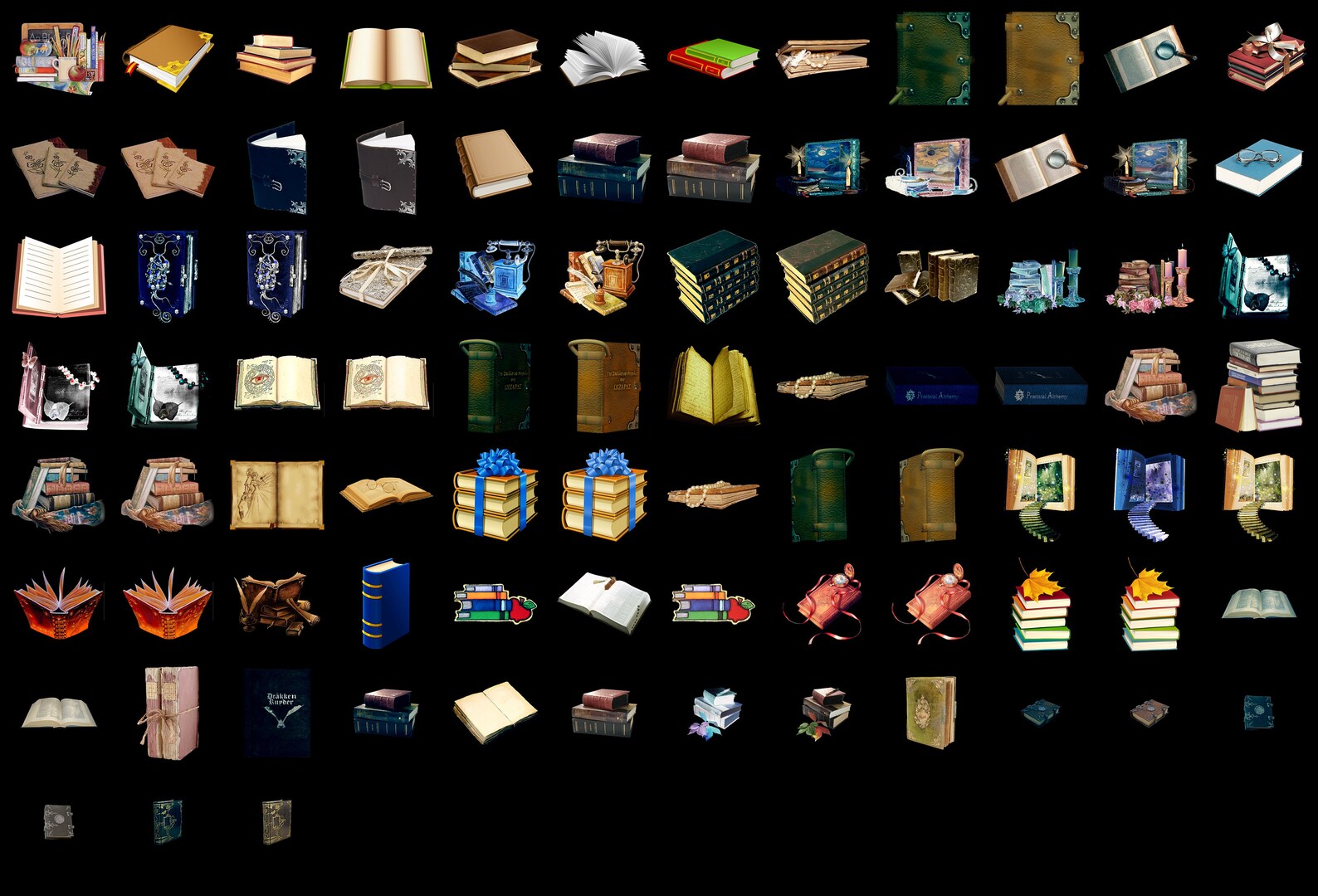 1000 Books Transparent PNG Overlays: Photoshop Backgrounds (digital ...