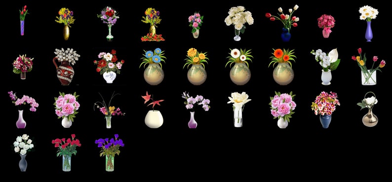 300 FLOWERS Vases TRANSPARENT PNG Photoshop Overlays Flowers - Etsy