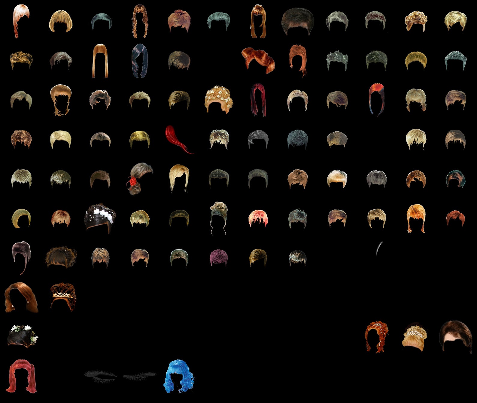 1000 Hair Photoshop Overlays: Transparent PNG Textures (digital ...