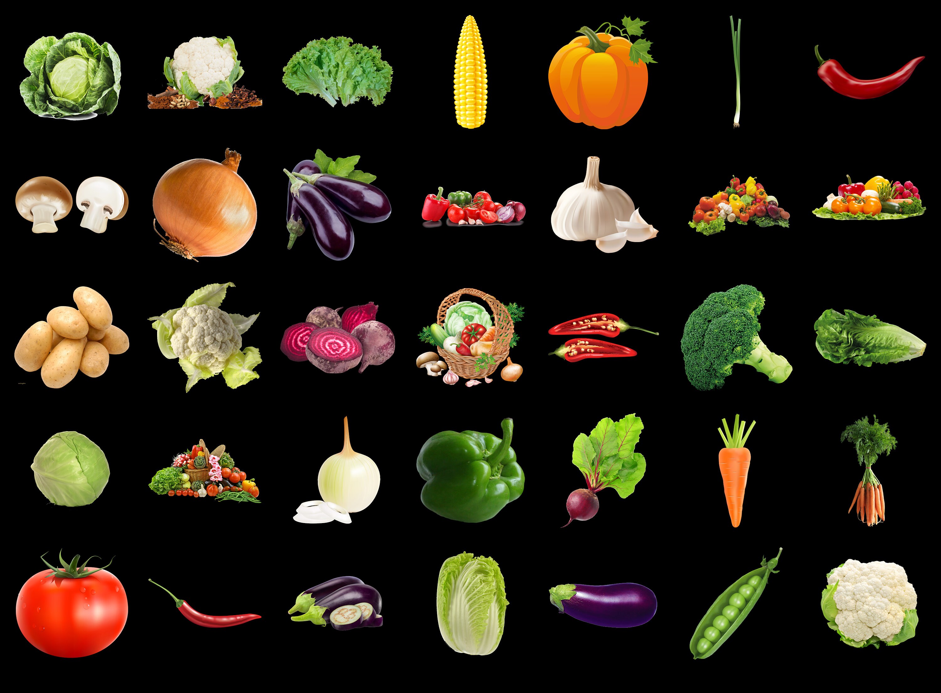 Vegetables PNG Overlays: 250 Transparent Photoshop Backgrounds (digital ...