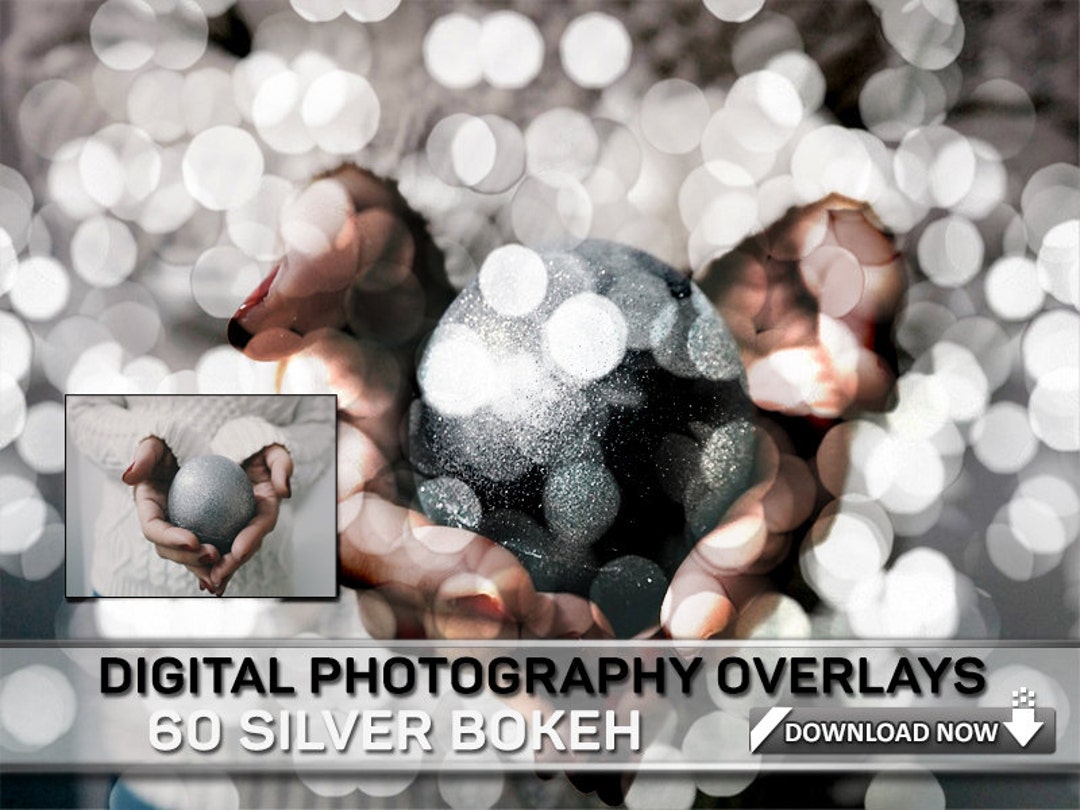 60 SILVER BOKEH OVERLAY - Silver Bokeh Backdropd - Silver Bokeh Digital ...