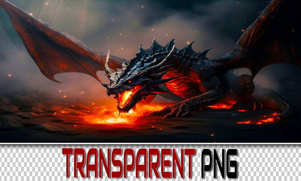 50 Dragon Transparent PNG Overlays: Fantasy Art Graphics - Etsy
