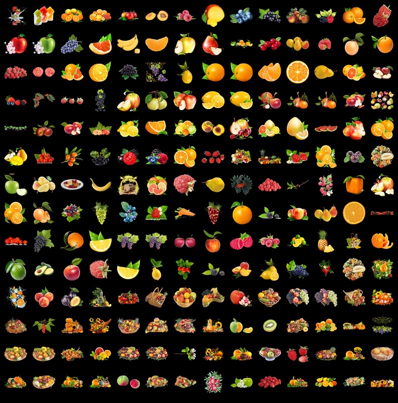 1500 FRUITS TRANSPARENT PNG Photoshop Overlays Fruits Png - Etsy