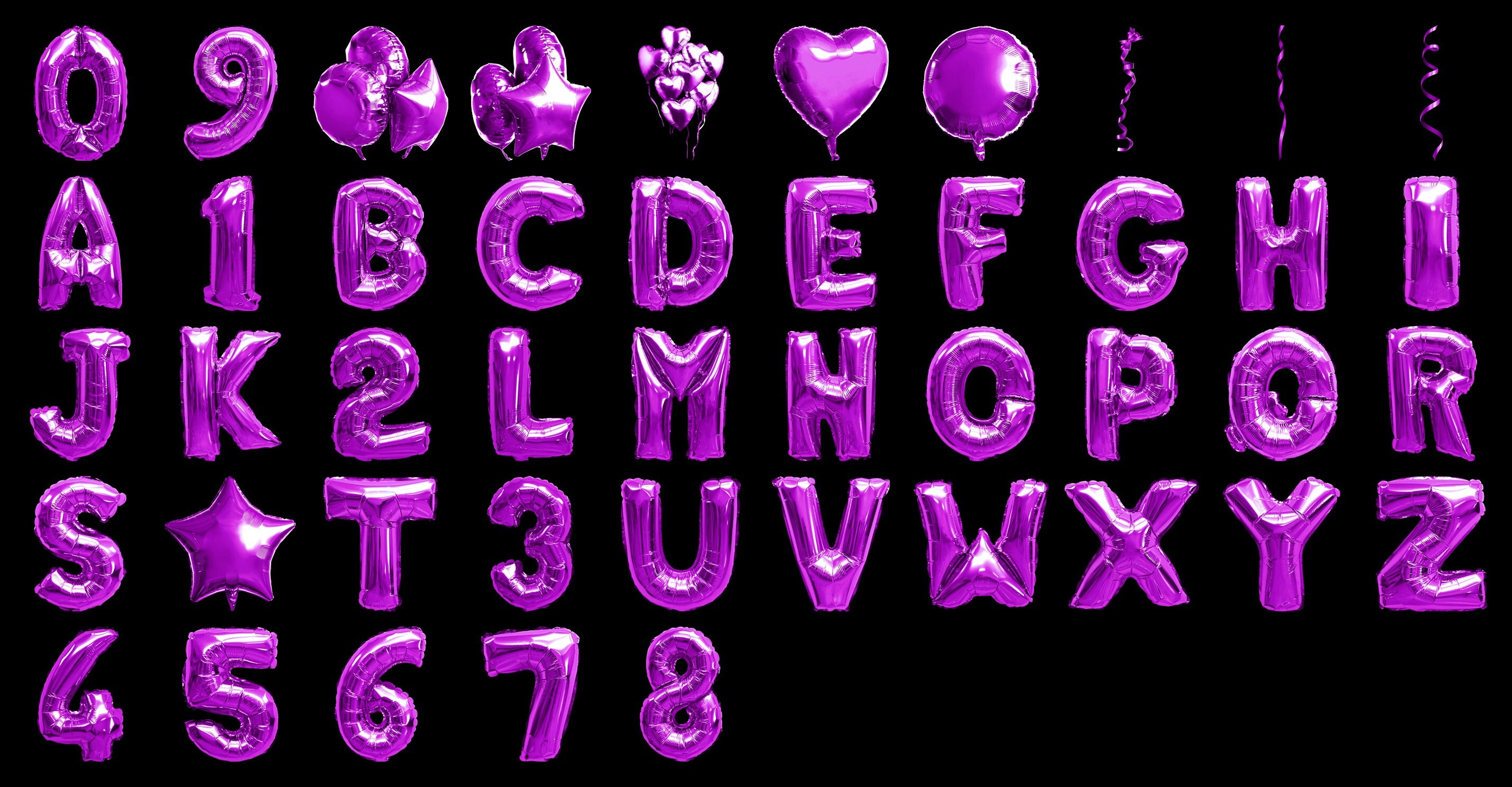 300 BALLOONS Alphabet TRANSPARENT PNG Photoshop Overlays | Etsy