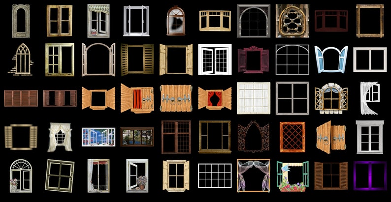 300 WINDOWS PNG TRANSPARENT Photoshop Overlays Windows Png - Etsy