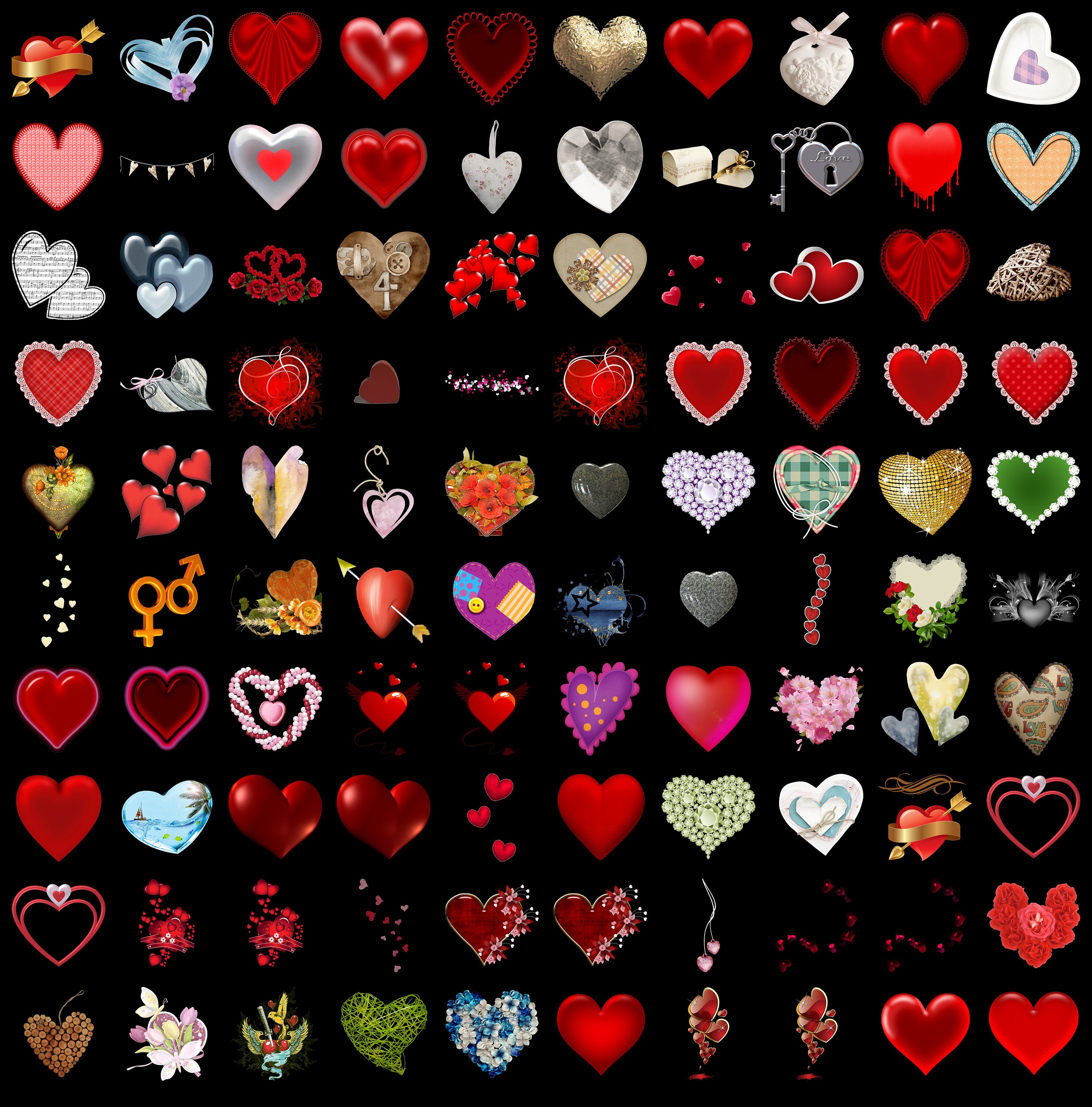 500 HEARTS TRANSPARENT PNG Photoshop Overlays Hearts Png - Etsy