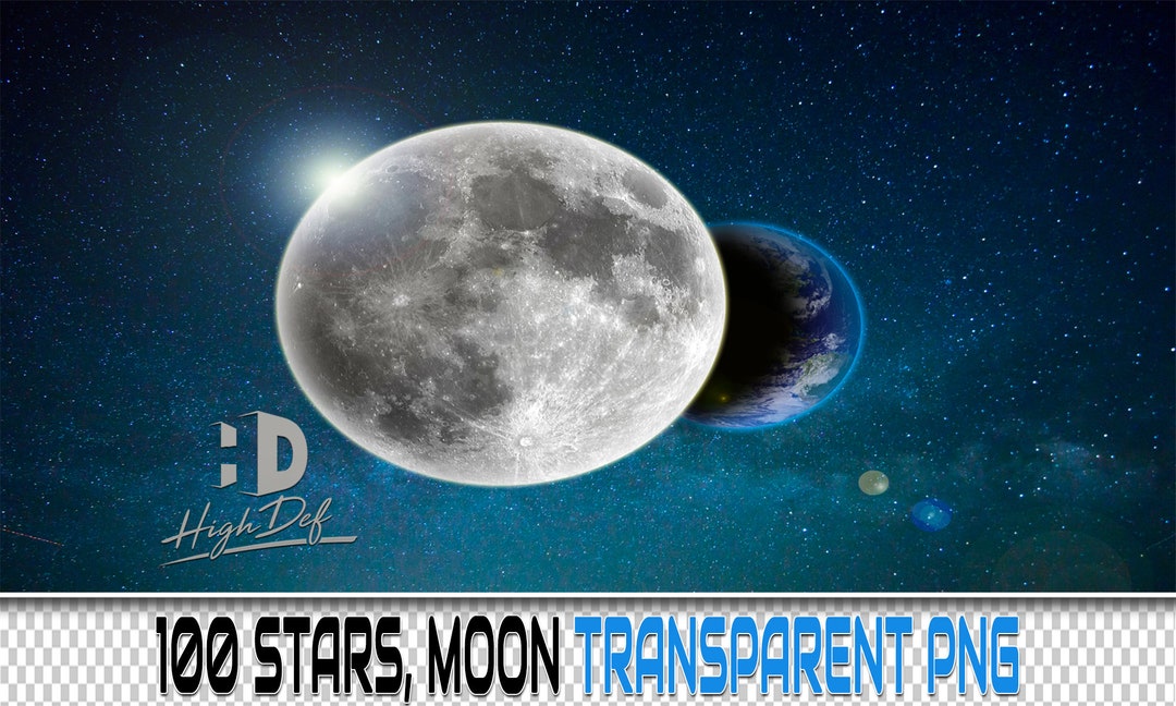 100 MOON & STARS TRANSPARENT Png Photoshop Overlays, Digital Textures ...