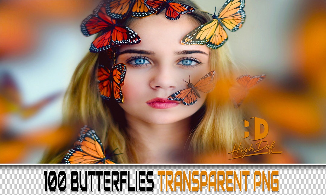 100 BUTTERFLIES TRANSPARENT PNG Photoshop Overlays, Digital Textures ...