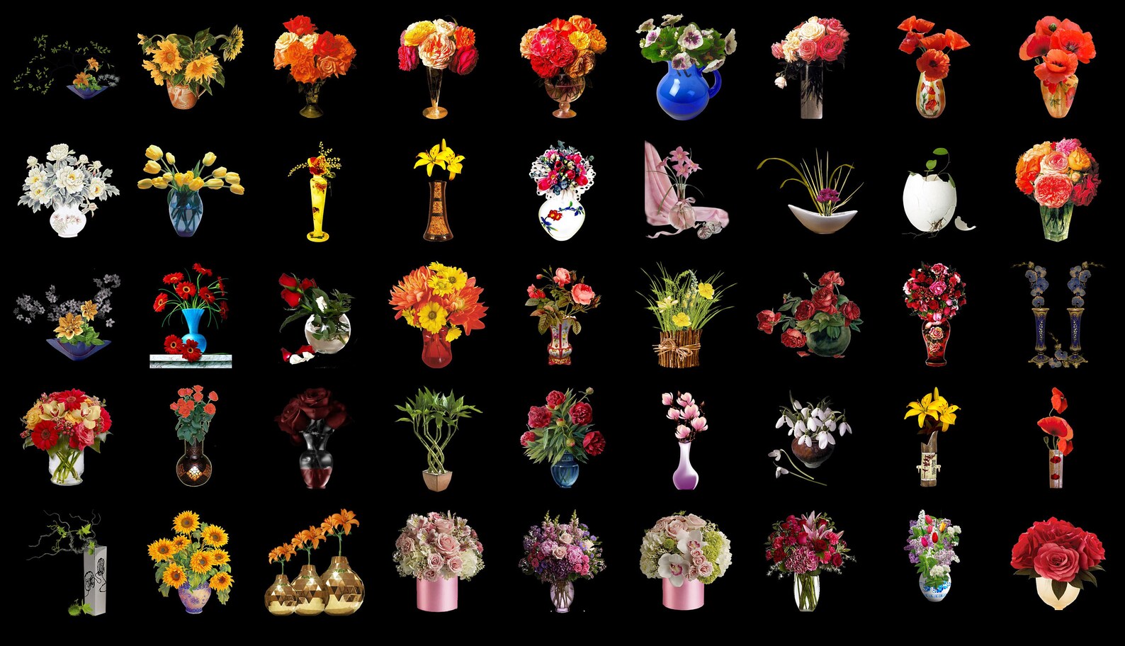300 FLOWERS Vases TRANSPARENT PNG Photoshop Overlays Flowers - Etsy
