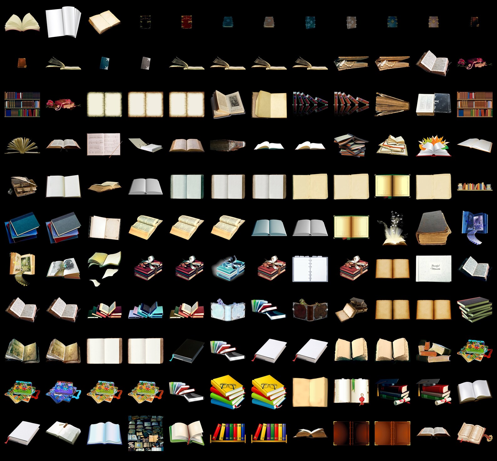 1000 Books Transparent PNG Overlays: Photoshop Backgrounds (digital ...