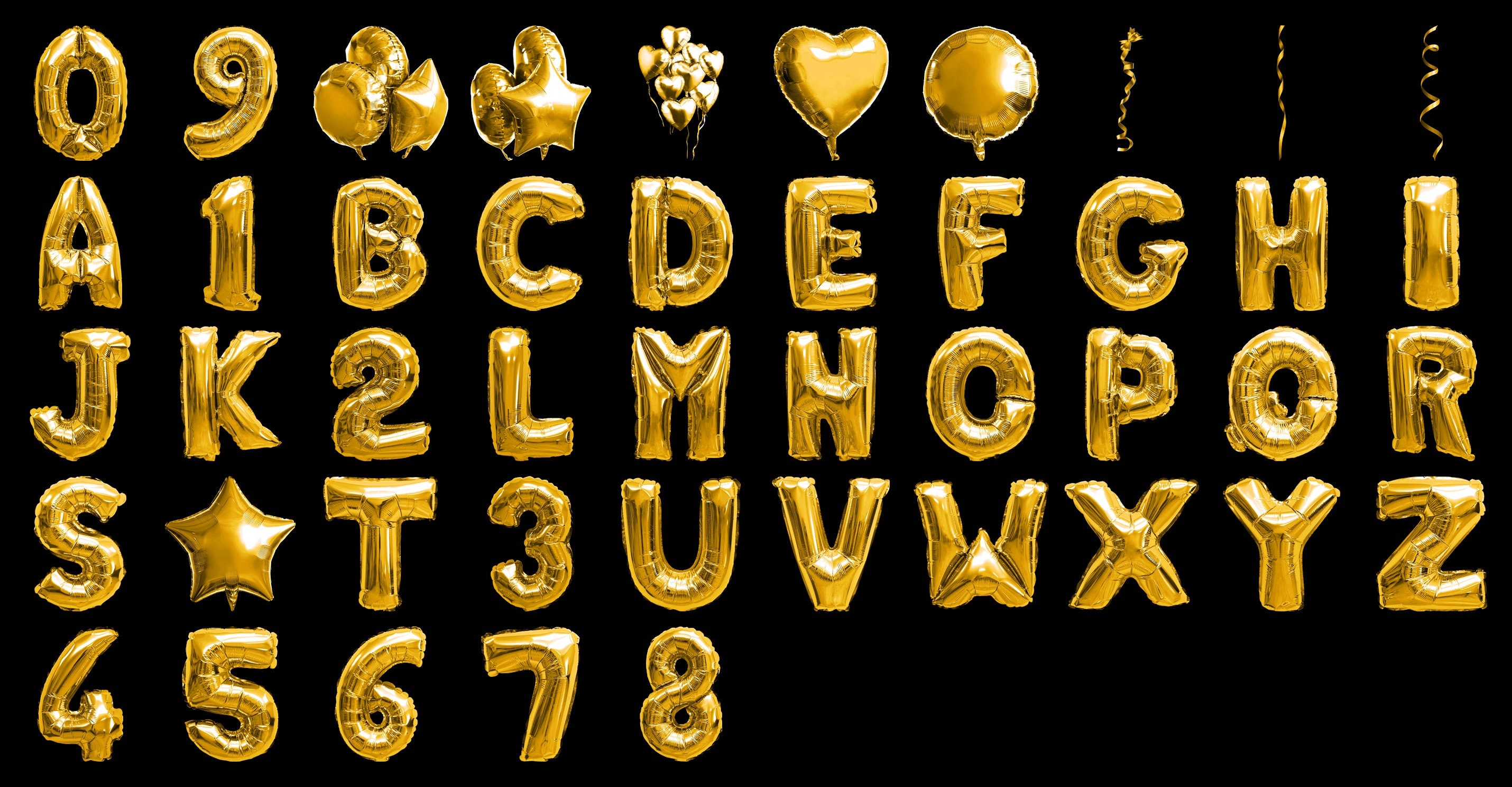 300 BALLOONS Alphabet TRANSPARENT PNG Photoshop Overlays | Etsy