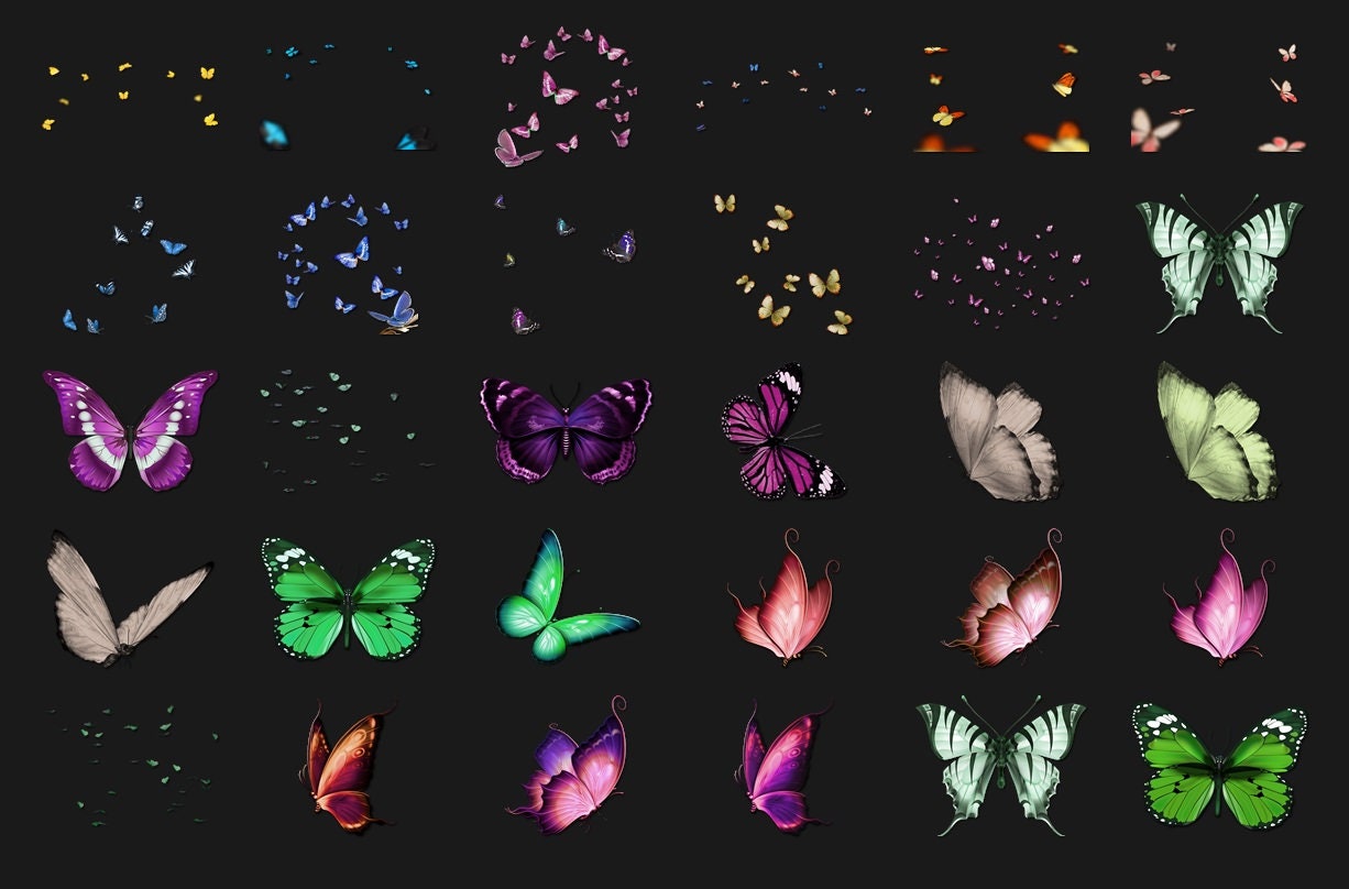 100 BUTTERFLIES TRANSPARENT PNG Photoshop Overlays, Digital Textures ...