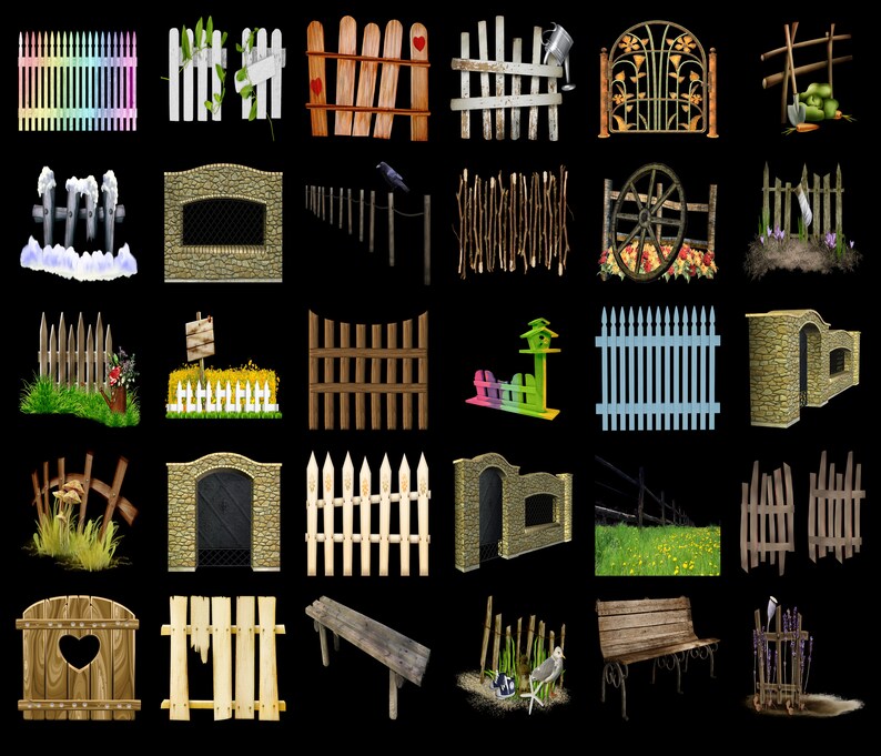 200 Benches, Fences, Gates PNG Overlays: Transparent Photoshop Files ...