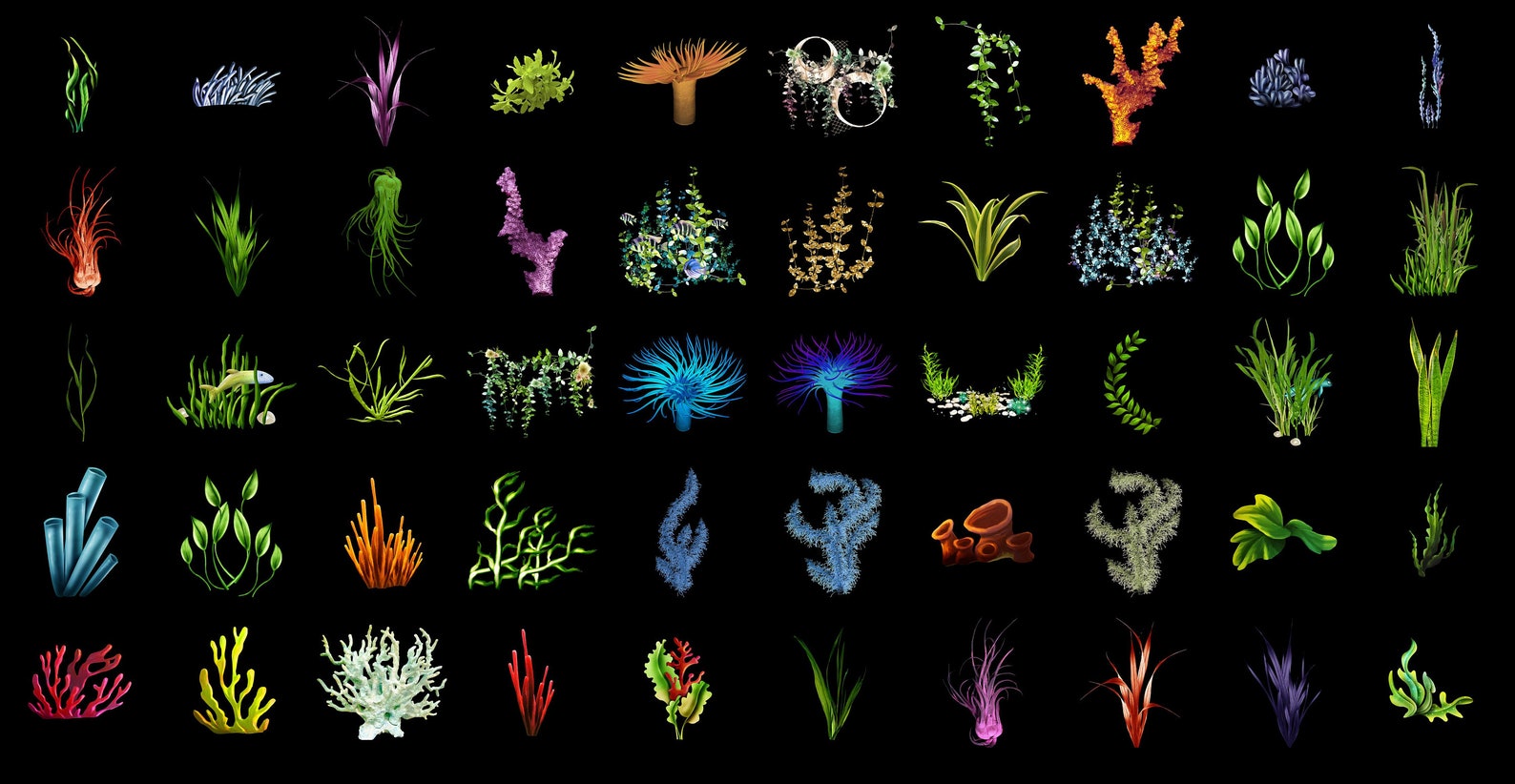 800 SEA FLORA TRANSPARENT Png Photoshop Overlayscorals - Etsy