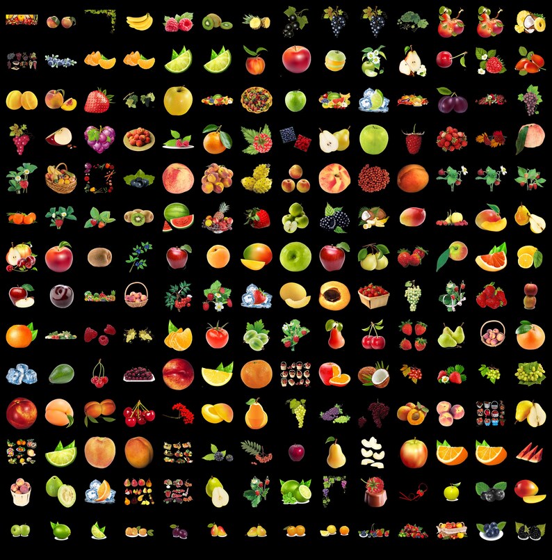 1500 FRUITS TRANSPARENT PNG Photoshop Overlays Fruits Png - Etsy