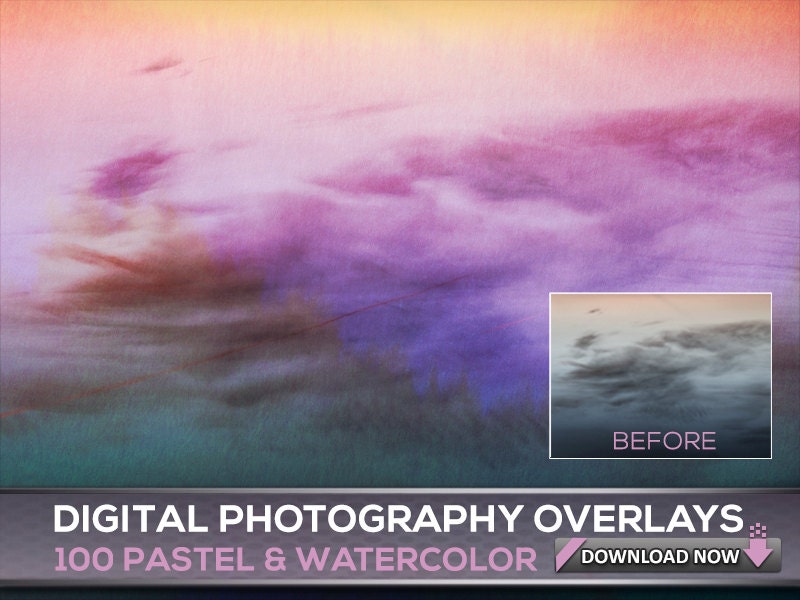 100 Pastel Romantic Sky Photo Overlays Watercolor Pastel | Etsy