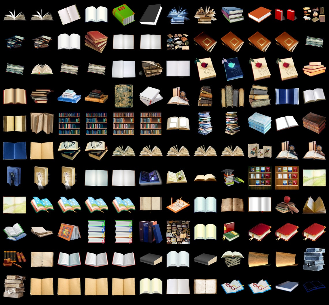 1000 Books Transparent PNG Overlays: Photoshop Backgrounds (digital ...