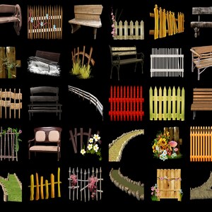200 BENCHES, FENCES, GATES Transparent Png Photoshop Overlays ...