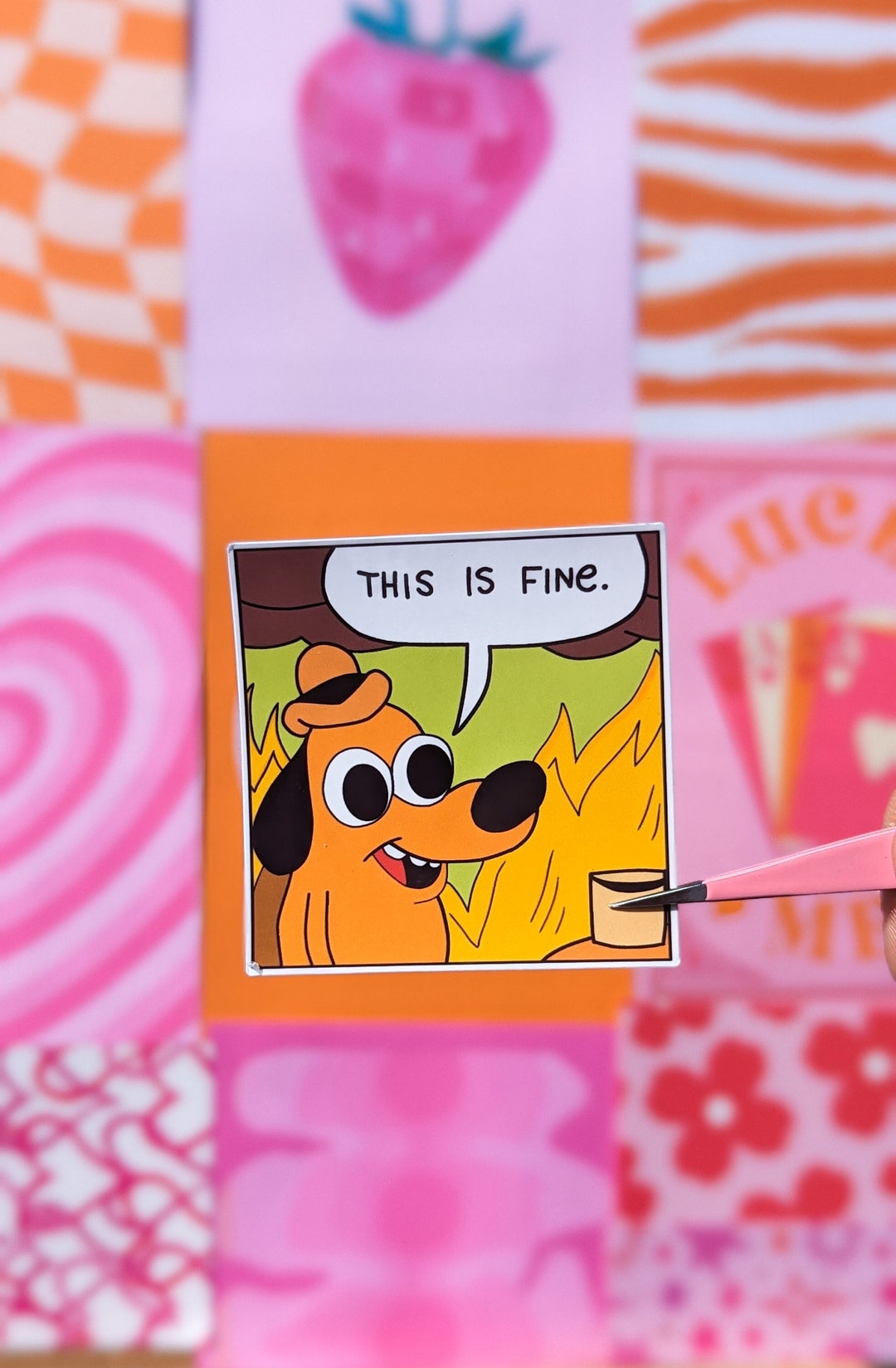 THIS IS FINE Meme Sticker | Funny Sticker | Die Cut | Laminated | Mood ...