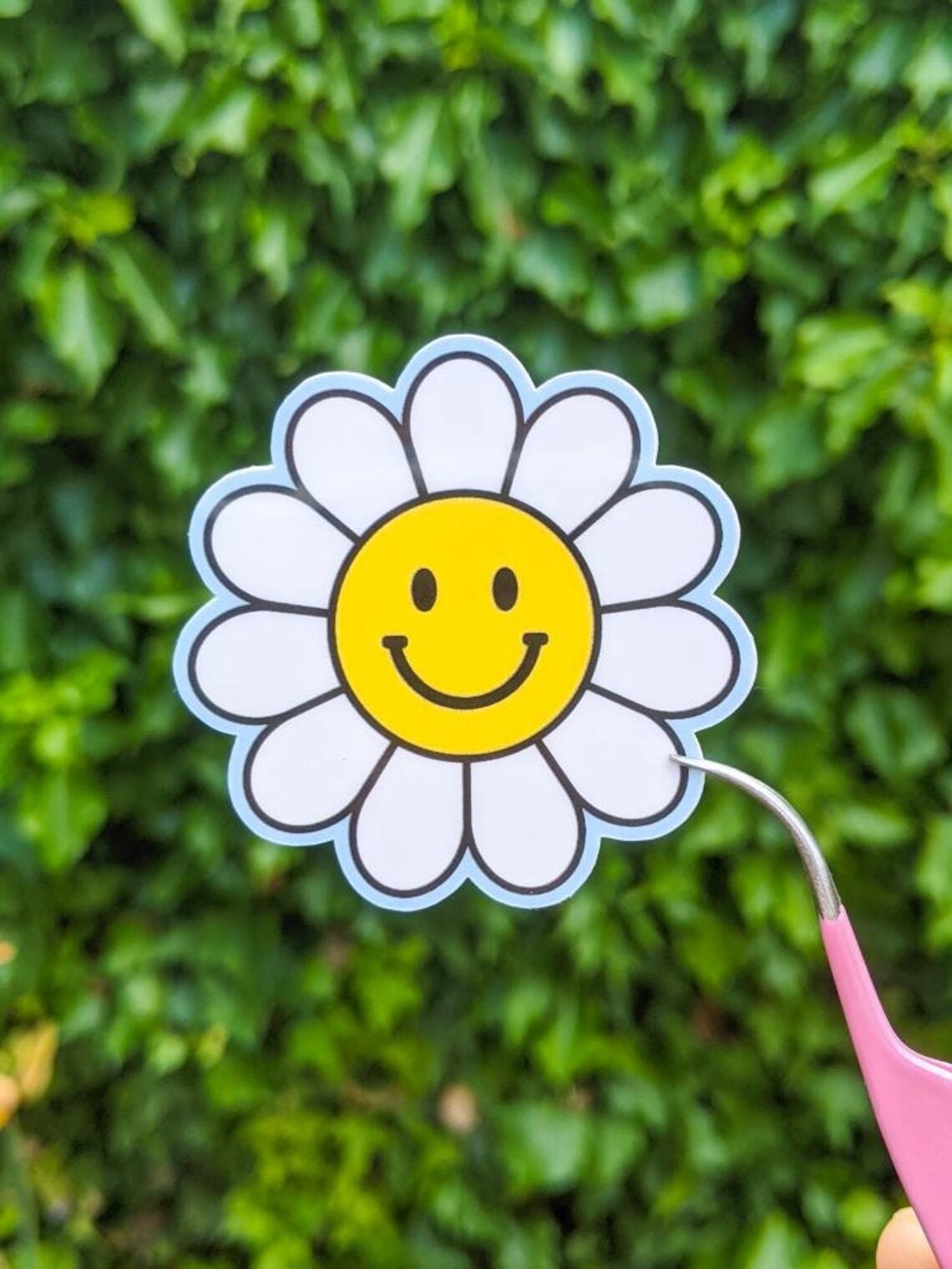 Daisy Smiley Face Sticker: Die Cut Laminated Emoji - Etsy