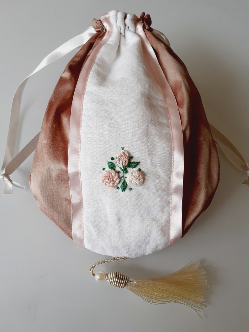 Reticule Silk Jane Austen Bag Regency Victorian Bag Dark Red Roses Lace ...