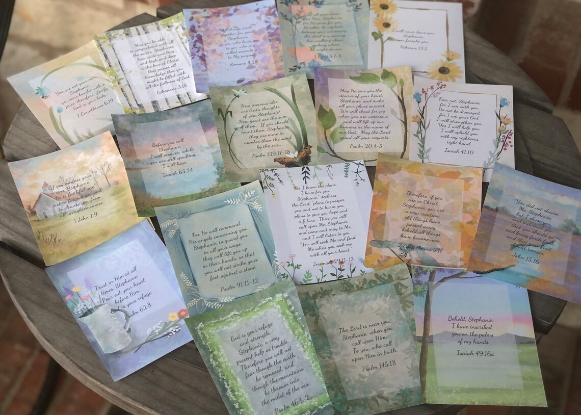Illustrated Personalized Scripture Cards - Etsy