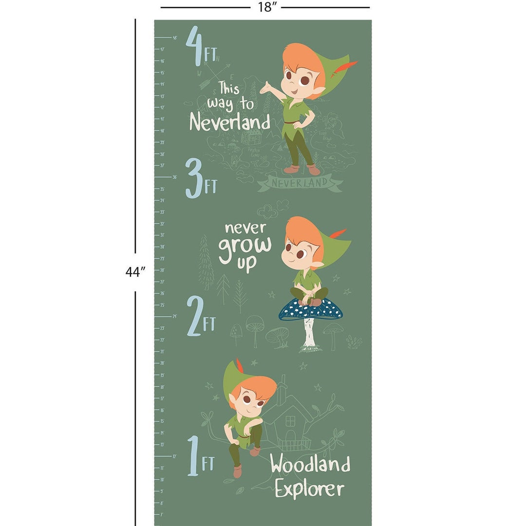 Peter Pan Fabric Disney Peter Pan Fabric Panel in Green Disney Fabric ...
