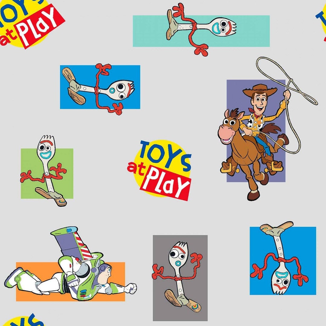 Toy Story Fabric: Disney Pixar Cotton, Woody, Buzz, Forky - Etsy