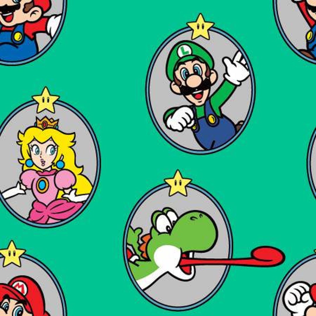 Super Mario Brothers Fabric Mario Badge Nintendo Fabrics Gamer Quilt ...