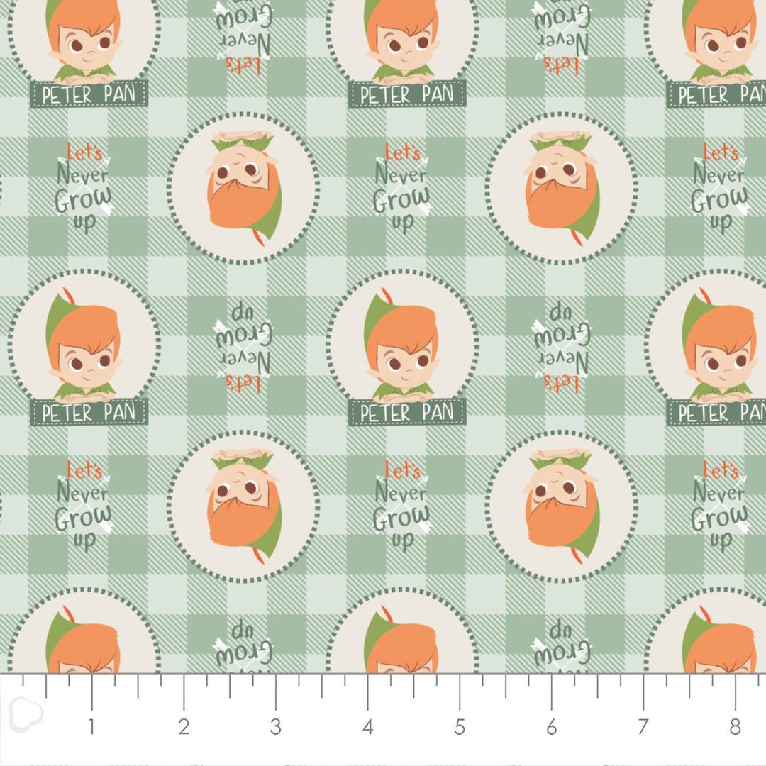 Disney Peter Pan Plaid Badges in Green Disney Fabric Peter Pan Fabric ...