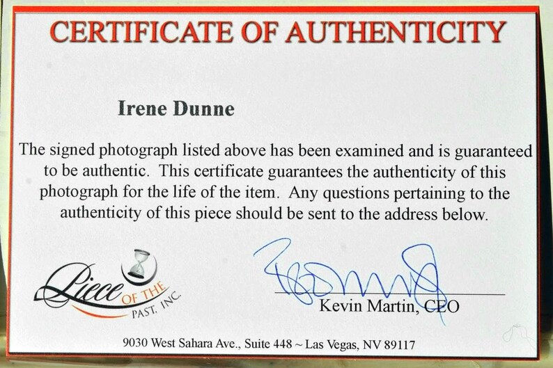 Irene Dunne - Life With Father Signed Photo W/COA - Etsy