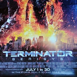 Terminator Genisys Signed Movie Poster X8 - Arnold Schwarzenegger 27"x ...