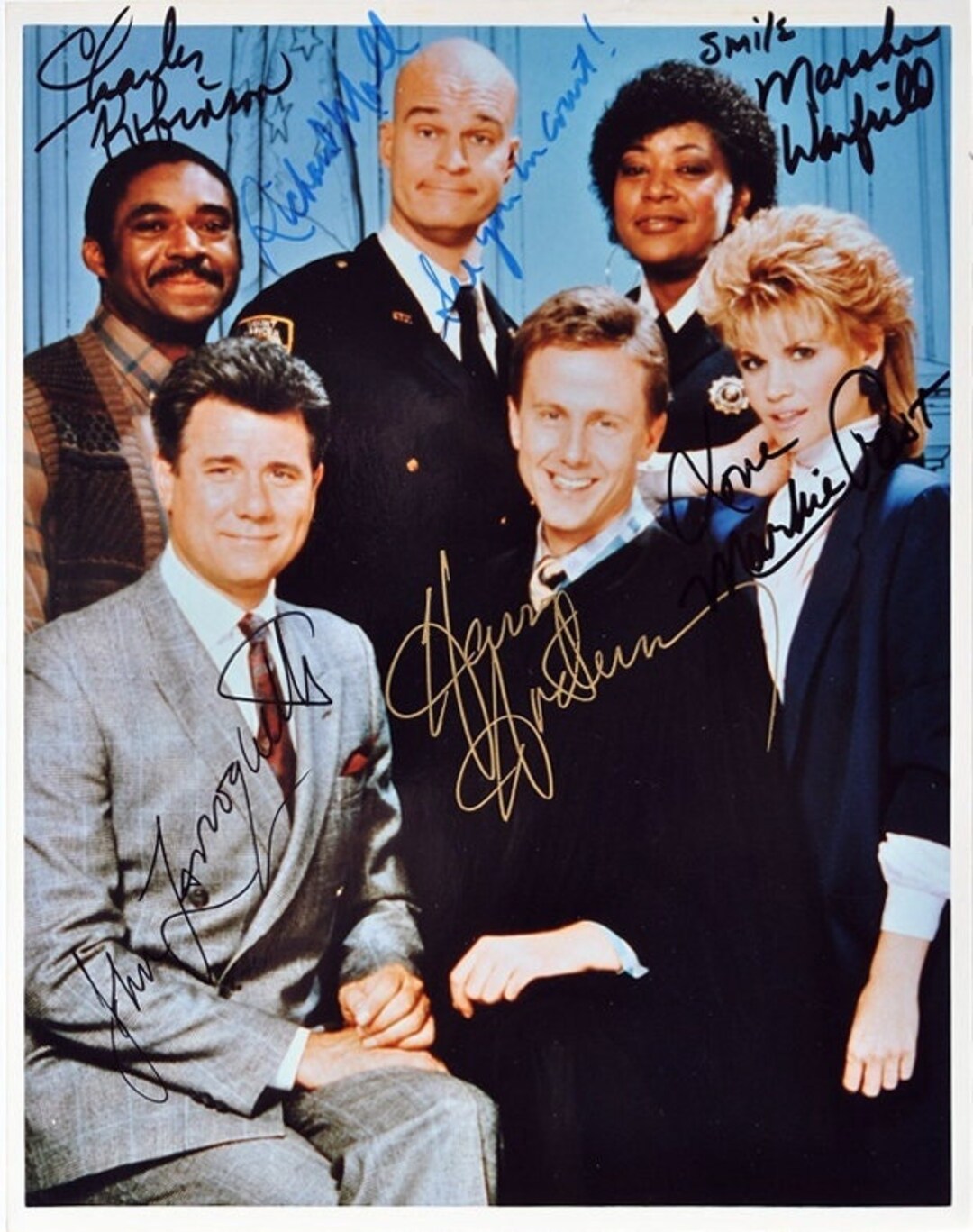 Night Court Cast Signed Photo X6 Harry Anderson, John Larroquette W/COA ...