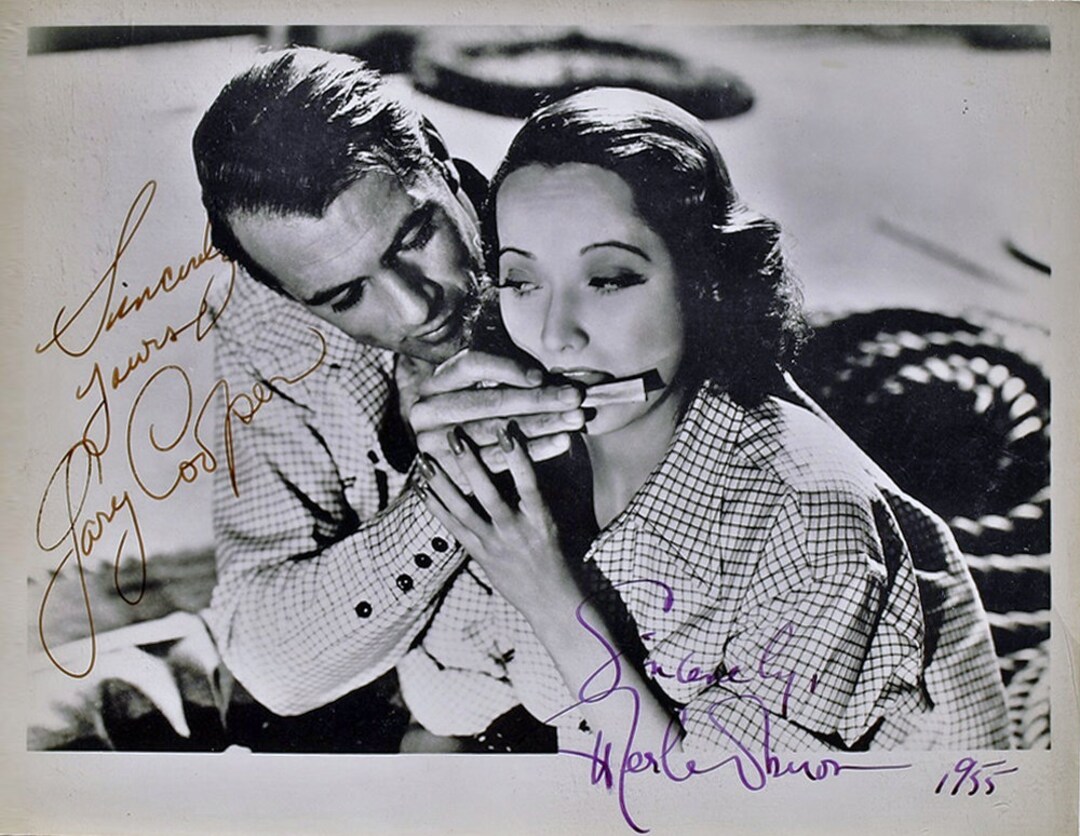 Gary Cooper & Merle Oberon Signed Photo X2 - the Cowboy and the Lady W ...