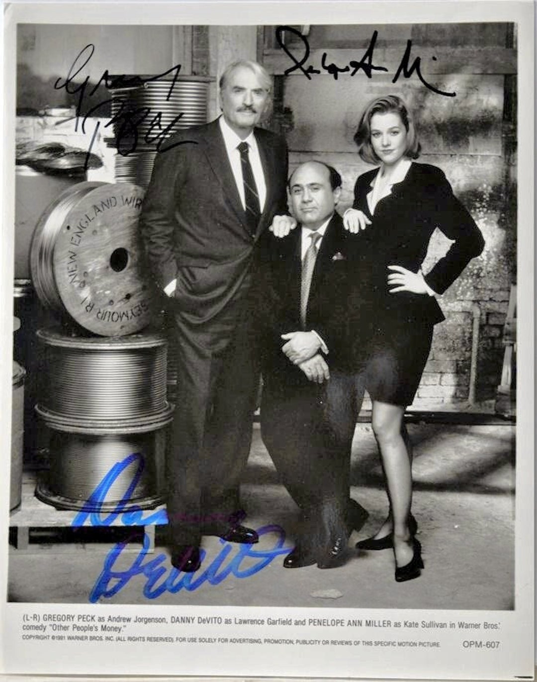 Other Peoples Money Cast Signed Photo X3 – Gregory Peck, Danny Devito ...