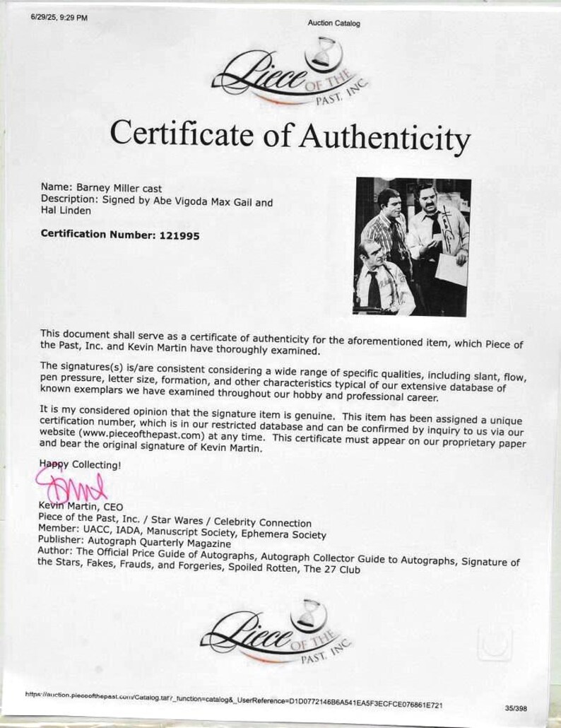 Barney Miller Cast Signed Photo X3 – Abe Vigoda, Max Gail, Hal Linden W ...
