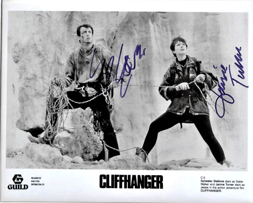 Cliffhanger Cast Signed Photo X2 - Sylvester Stallone, Janine Turner W ...