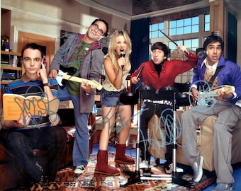 BIG BANG THEORY Cast Signed Photo X5 Johnny Galecki, Jim Parsons, Kaley ...