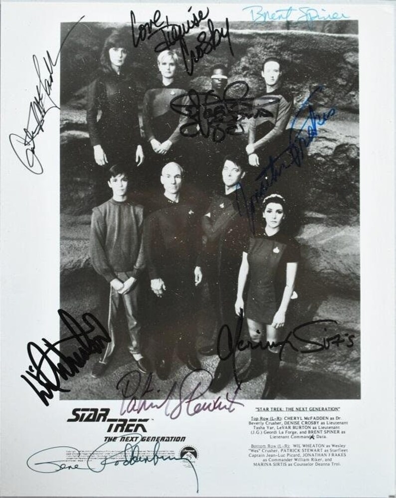 Star Trek Next Generation Cast Signed Photo X9 Gene Roddenberry ...