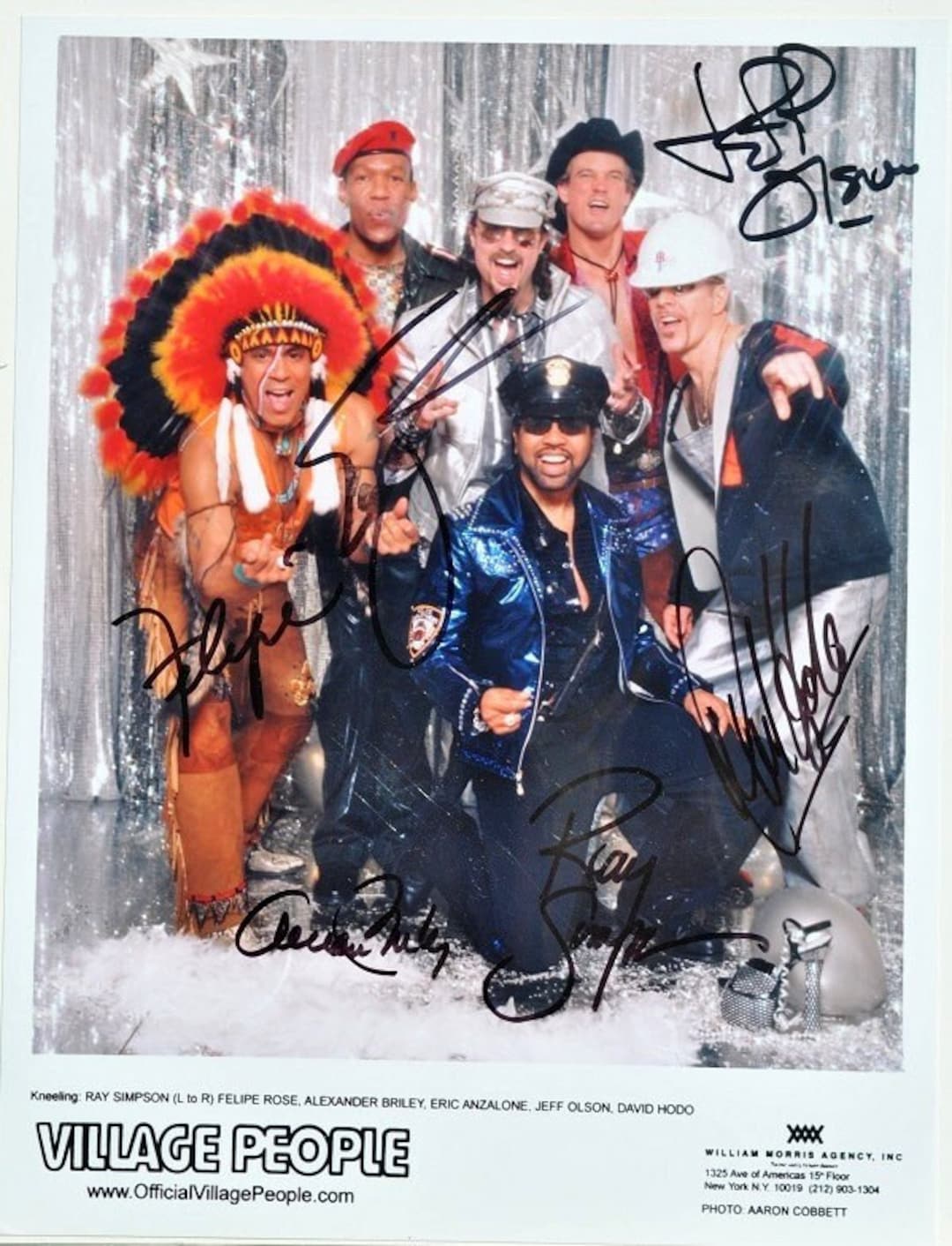 Village People Signed Photo X6 - Ray Simpson, Alexander Briley, Felipe ...