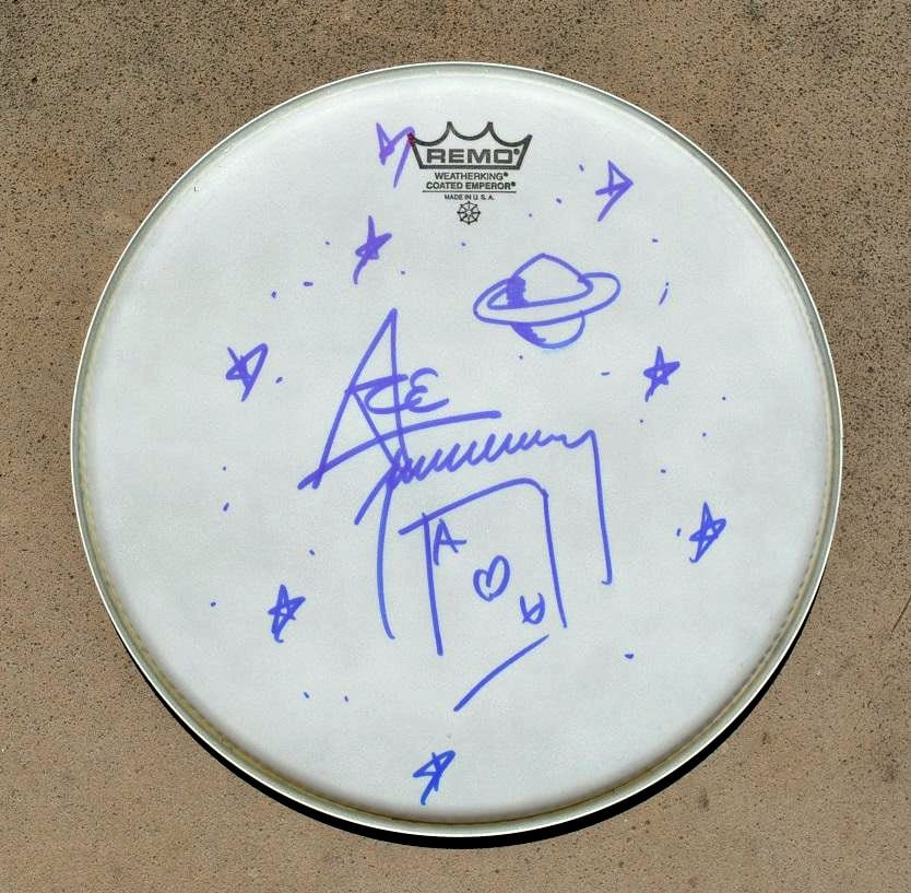 Kiss - Ace Frehley Signed 12" Drumhead - Gene Simmons, Peter Criss ...