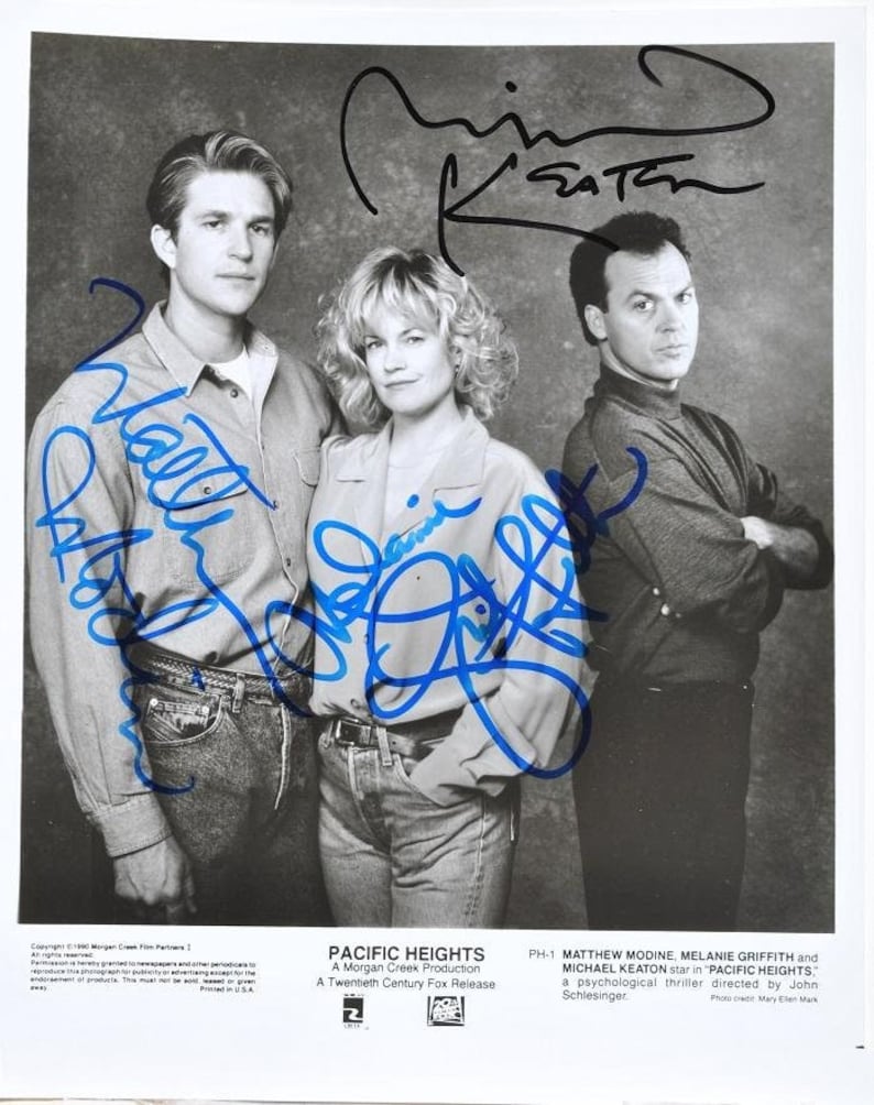 Pacific Heights Cast Signed Photo X3 - Melanie Griffith, Michael Keaton ...