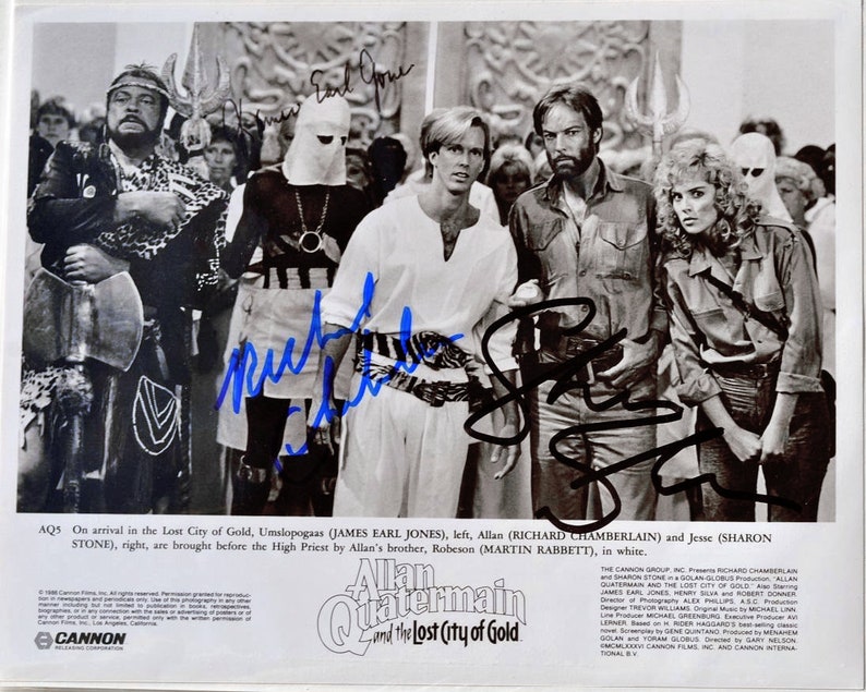 Allan Quartermain Cast Signed Photo X3 – James Earl Jones, Sharon Stone ...