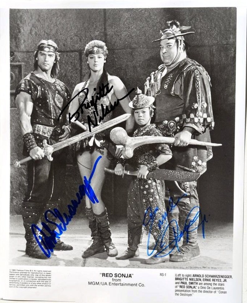 Red Sonja Cast Signed Photo X3 - Arnold Schwarzenegger, Brigitte ...