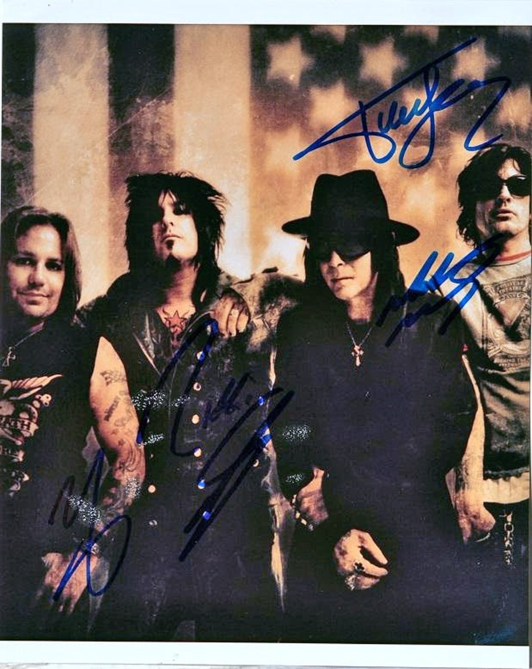 Motley Crue Signed Photo X4 – Vince Neil, Nikki Sixx, Mick Mars, Tommy ...