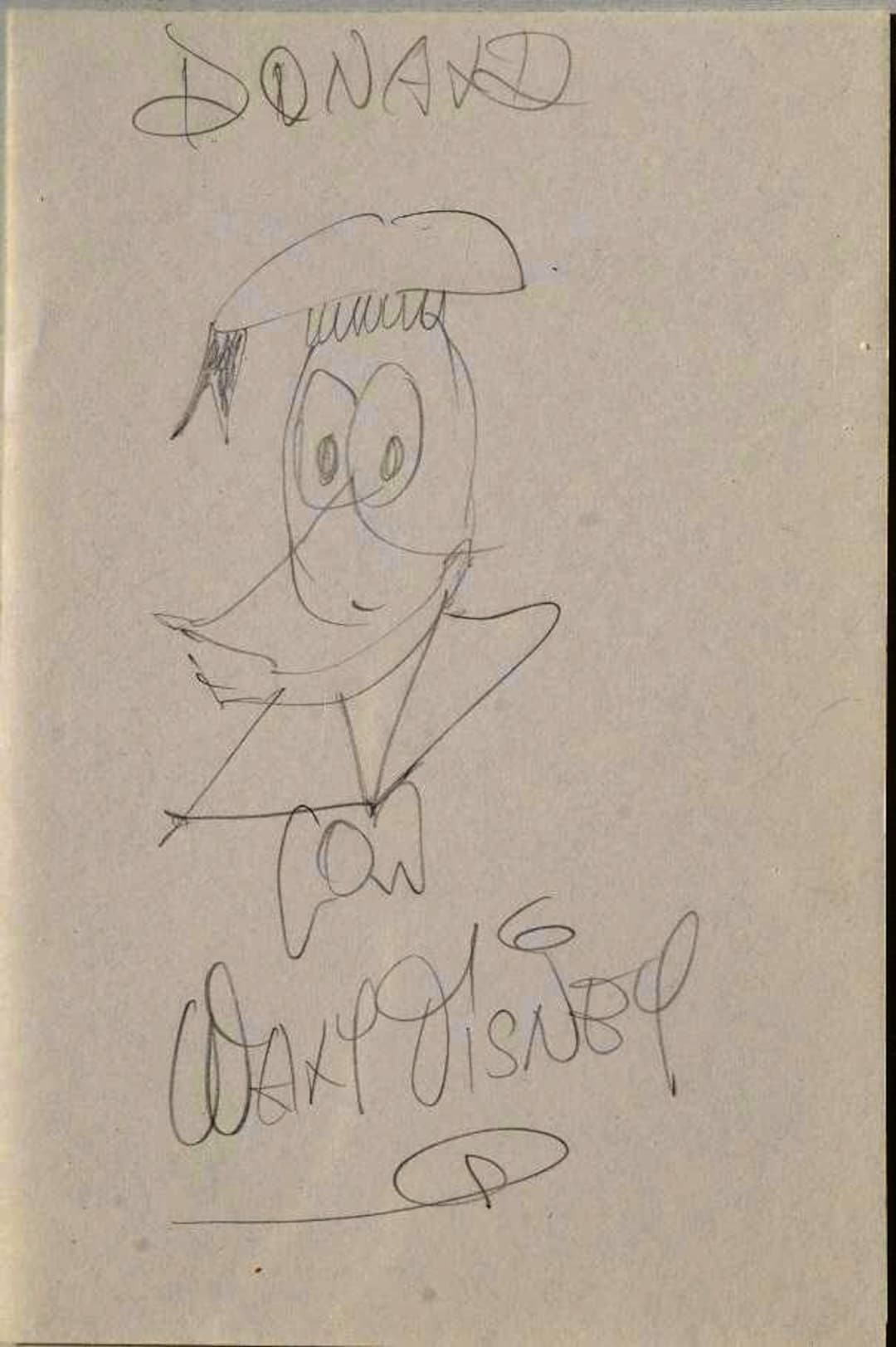 Walt Disney Signed Autographed Cartoon - Donald Duck W/COA - Etsy