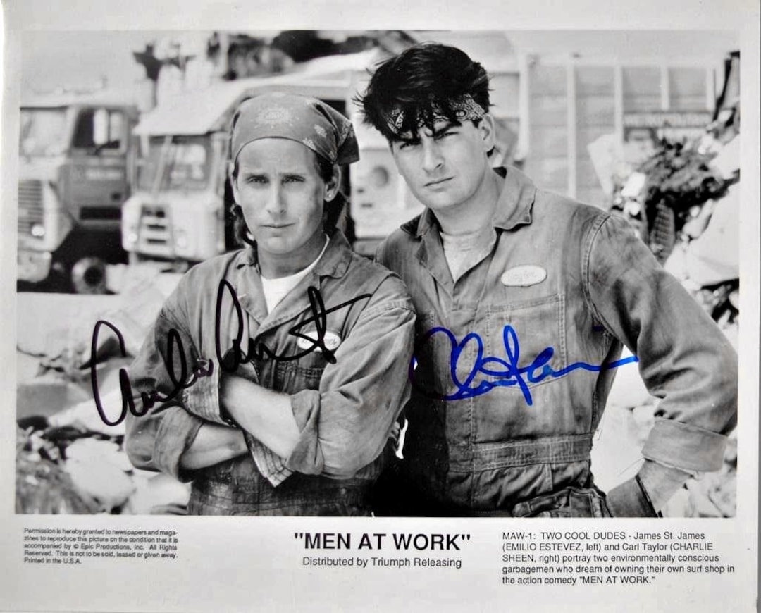 Charlie Sheen & Emilio Estevez Signed Photo – Men at Work W/COA - Etsy